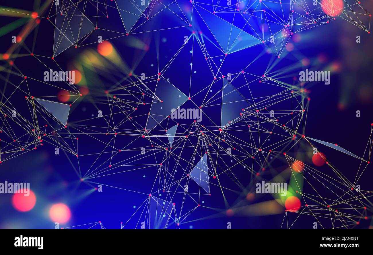 Internet technologies and neural network. 3D illustration of neural ...