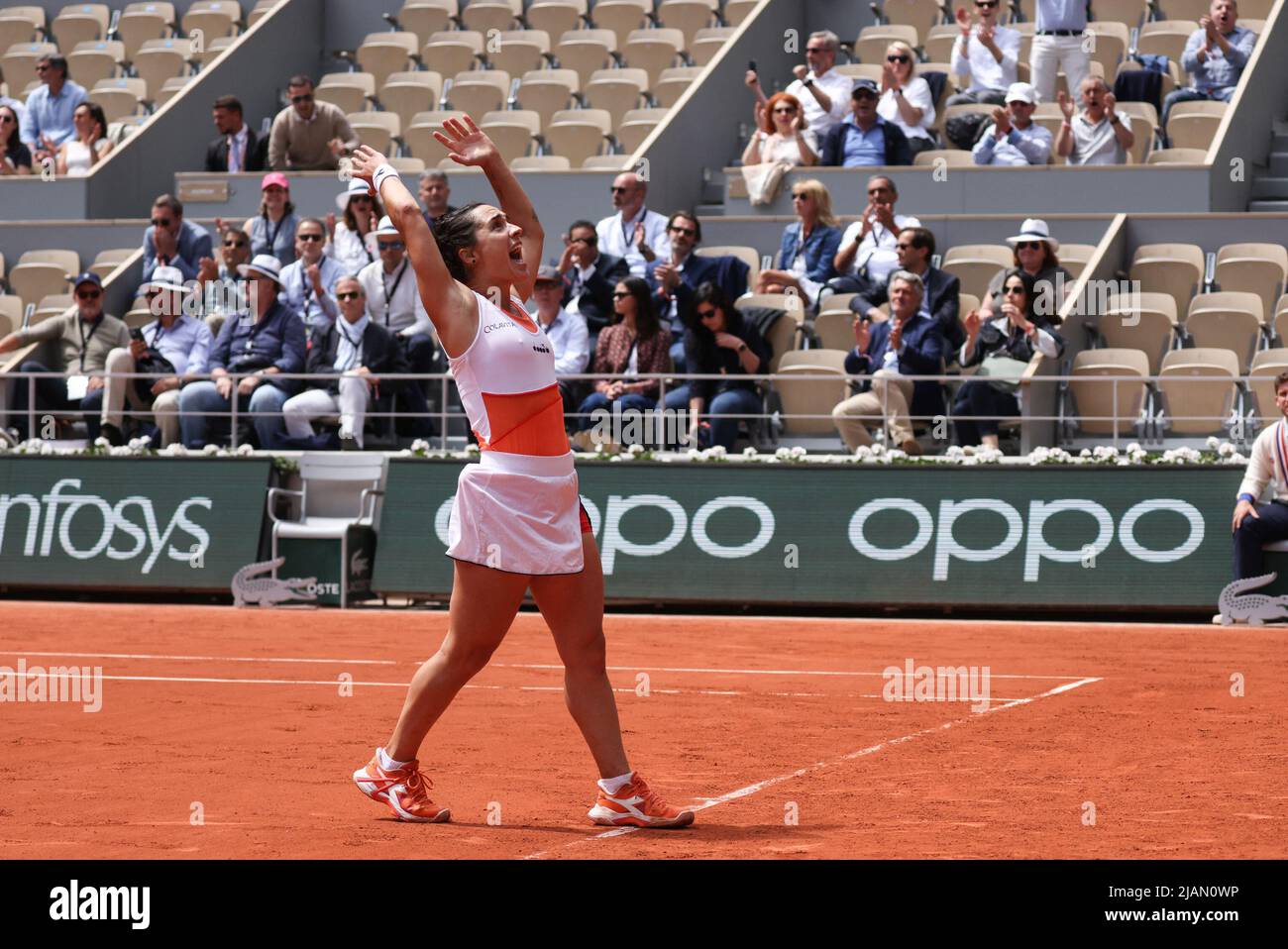Martina Trevisan playing during French Open Tennis Roland Garros 2022 ...