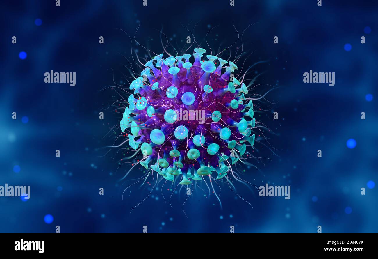 Viral mutations. Research of viral genome. Germ, virus, microbe ...