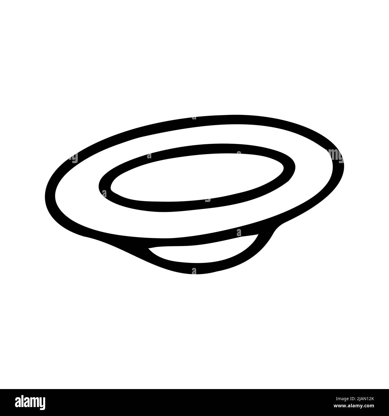 Doodle hand-drawn plate illustration. Outline plate isolated on white ...