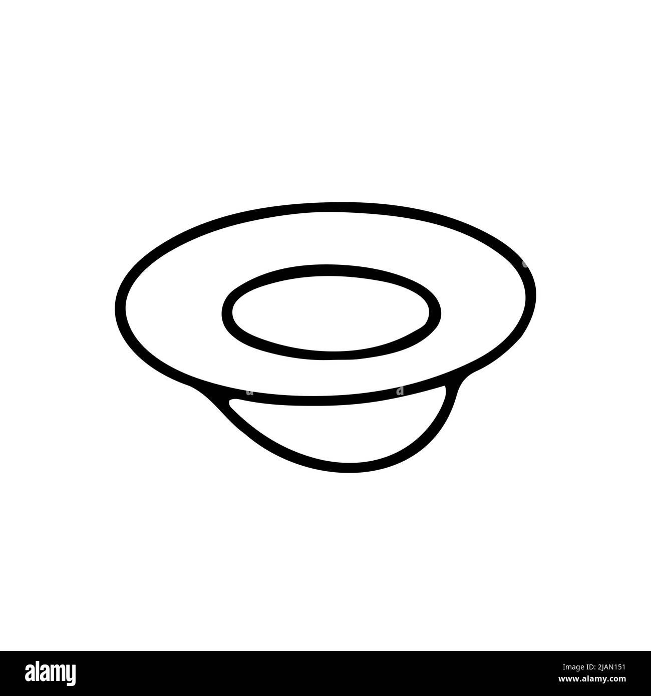 Doodle hand-drawn plate illustration. Outline plate isolated on white ...