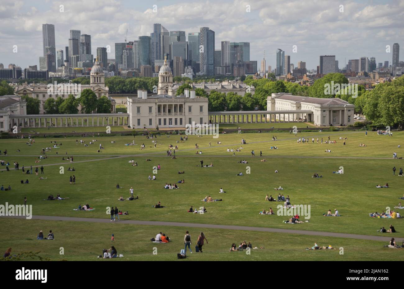 Visitors to Greenwich park by Royal Observatory in London, England, UK ...
