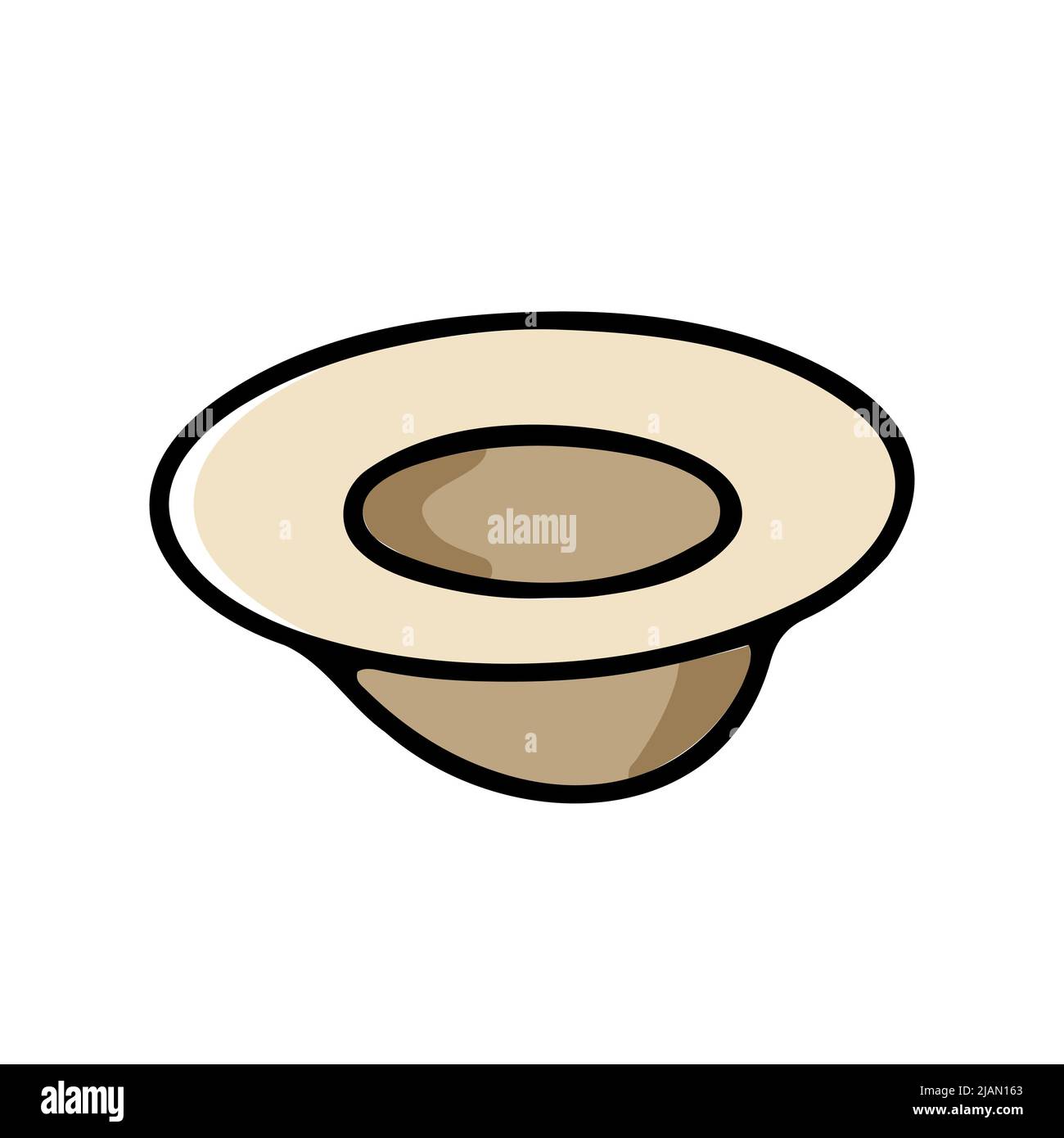 Doodle hand-drawn plate illustration. Beige plate isolated on white ...