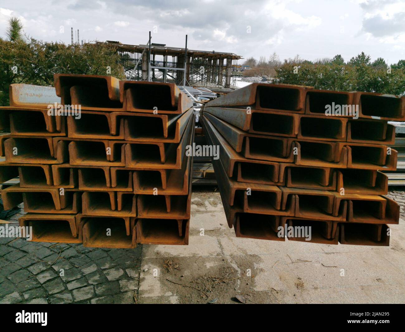 Steel channel on a construction site. The use of steel channel to ...