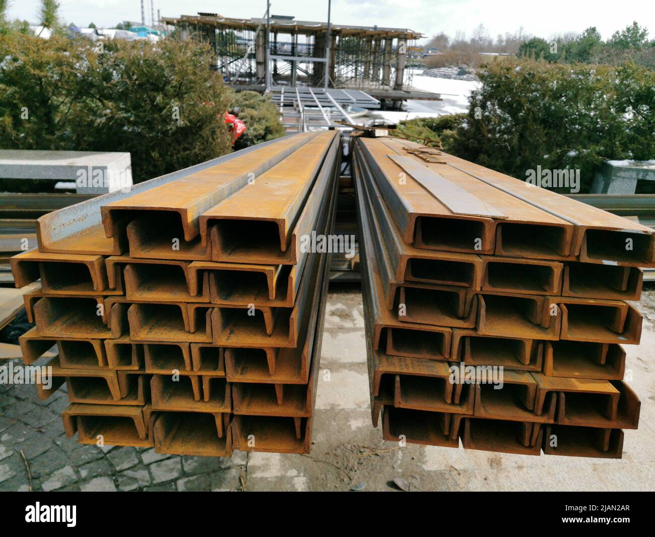 Steel channel on a construction site. The use of steel channel to ...