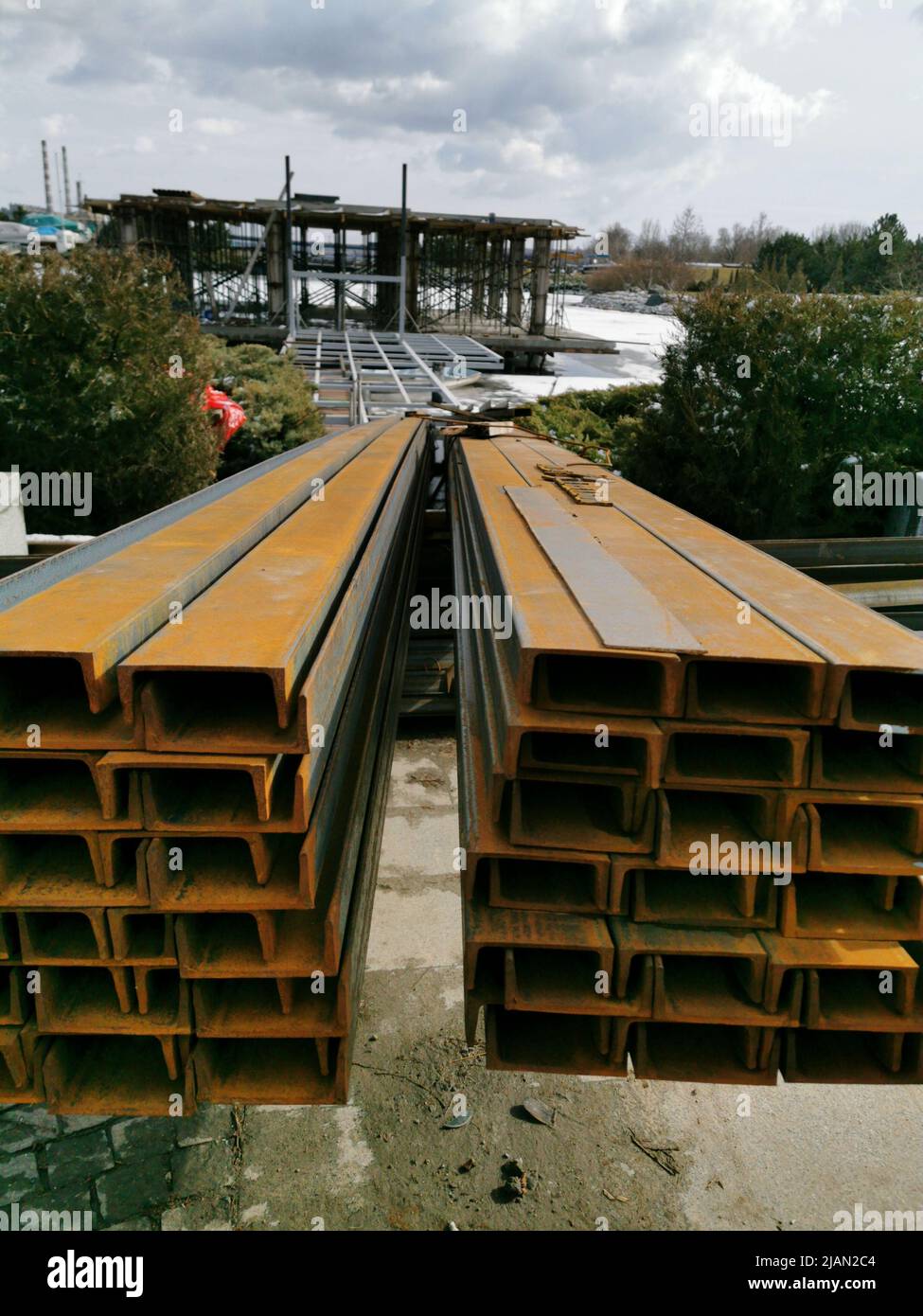 Steel channel on a construction site. The use of steel channel to ...