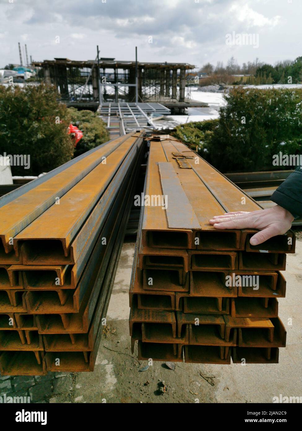 Steel channel on a construction site. The use of steel channel to ...