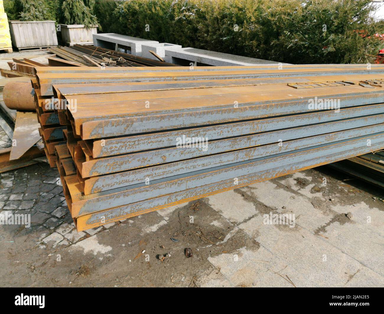 Steel channel on a construction site. The use of steel channel to ...