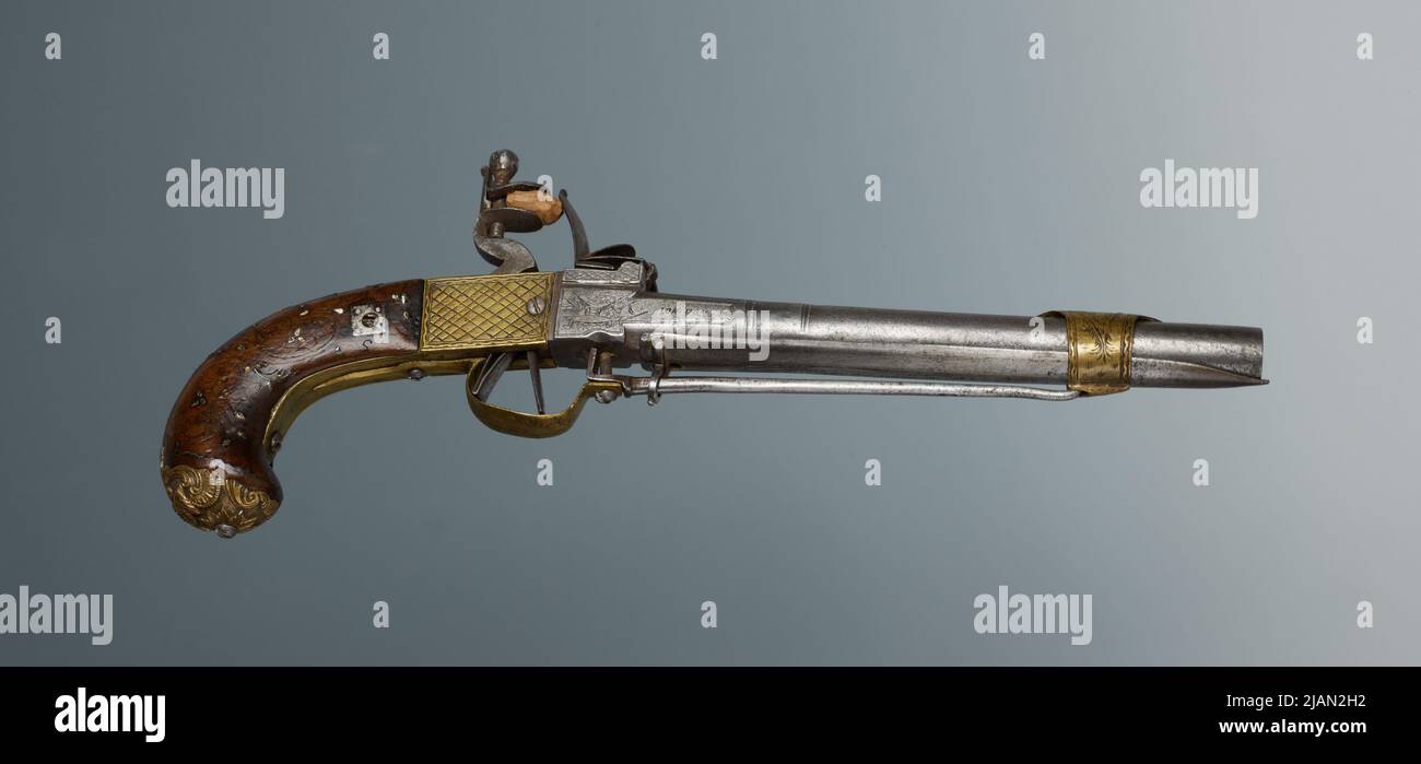 Travel pistol with a rock castle and a folding bayonet unknown scrux ...