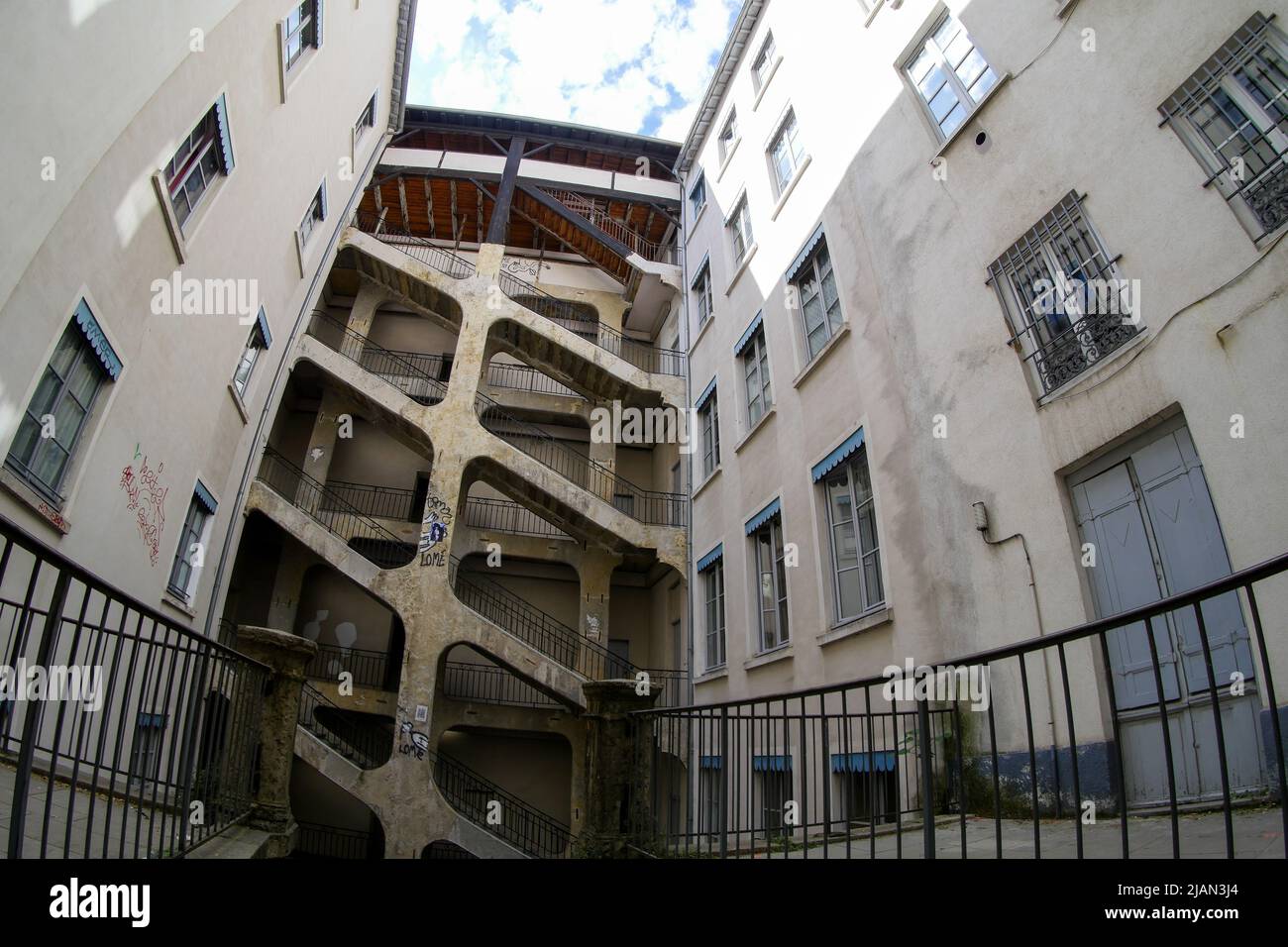 La Cour des Voraces, an historical place of Croix-Rousse district, Lyon ...