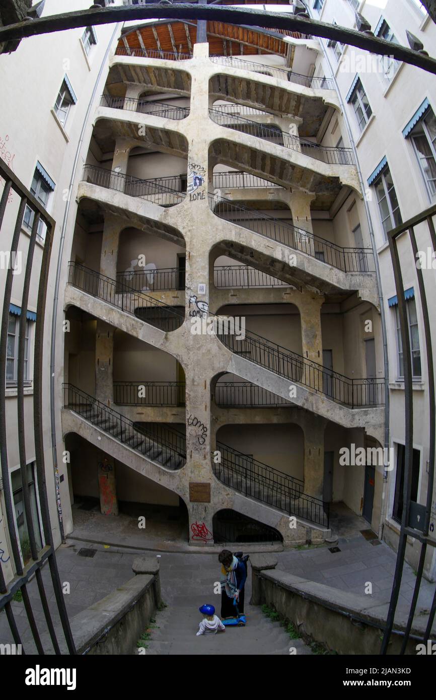 La Cour des Voraces, an historical place of Croix-Rousse district, Lyon ...