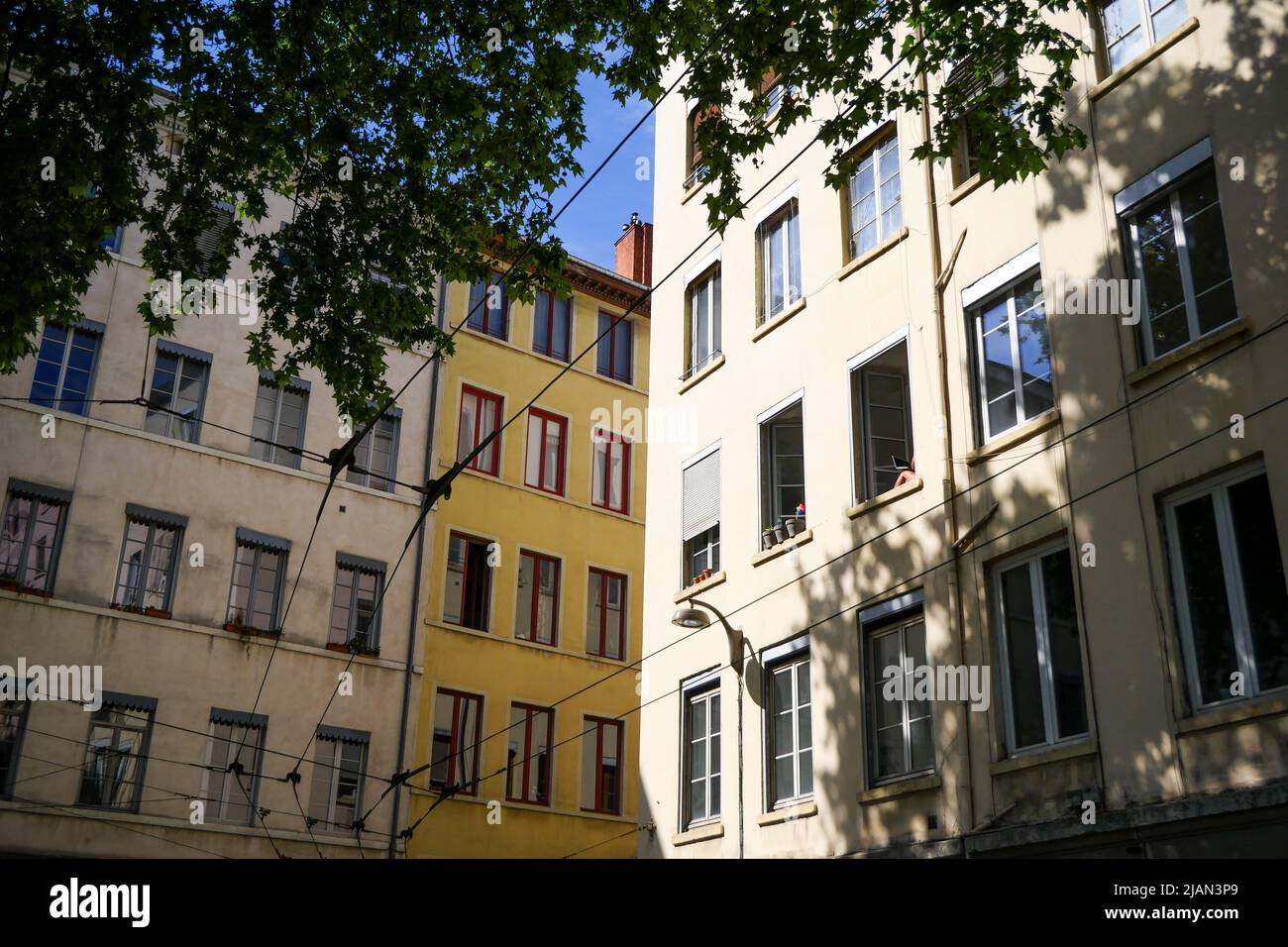 Place Colbert, Croix-Rousse district, Lyon, Auvergne Rhone-Alps region ...