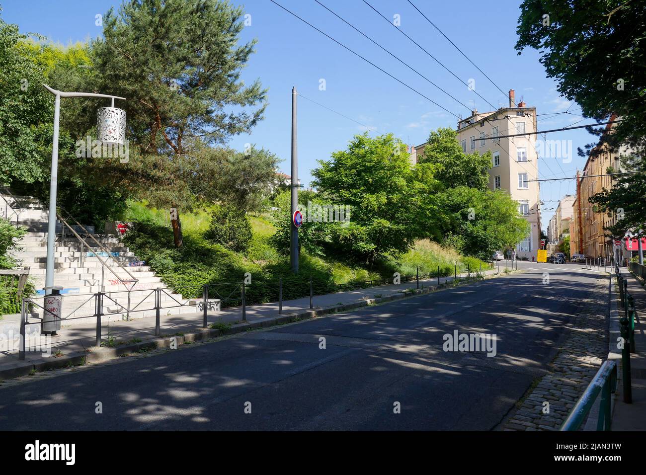 Gros Caillou garden, Croix-Rousse district, Lyon, Auvergne Rhone-Alps ...