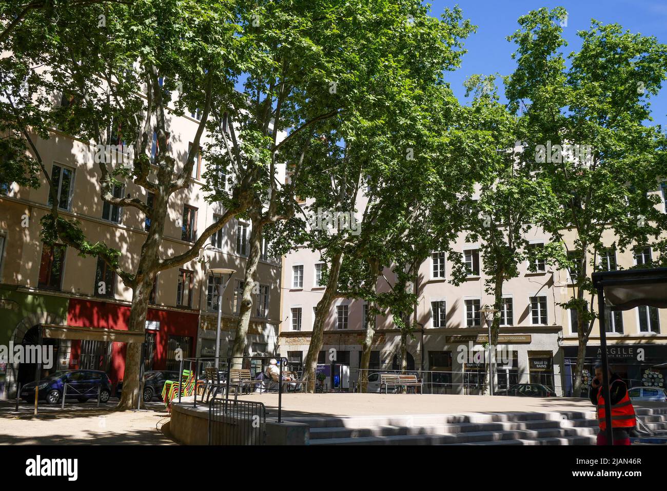 Bertone square, Croix-Rousse district, Lyon, Auvergne Rhone-Alps region ...