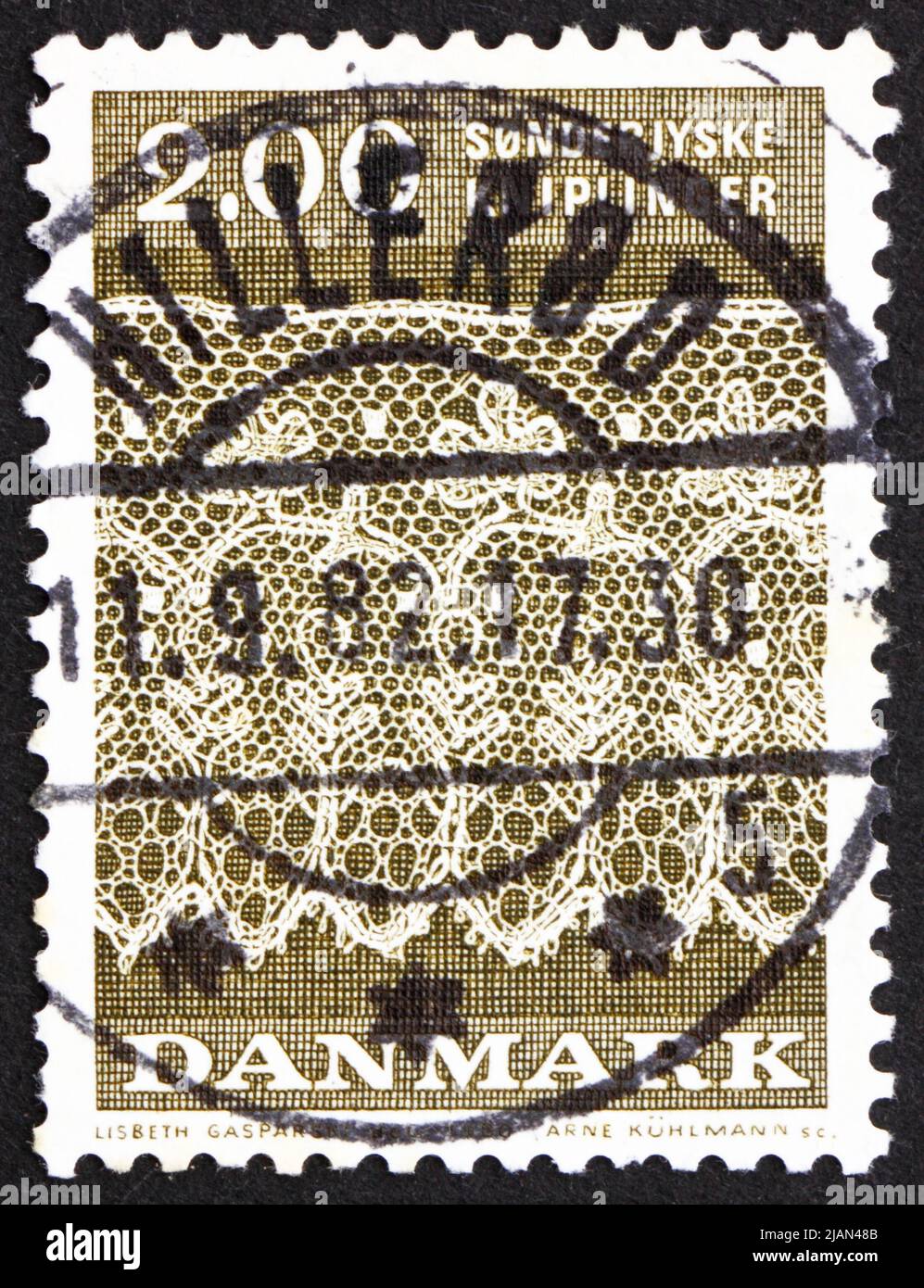 DENMARK - CIRCA 1980: a stamp printed in the Denmark shows Tonder Lace ...