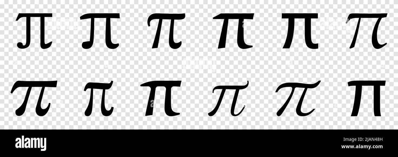 Set of Pi symbols. Vector illustration isolated on transparent ...