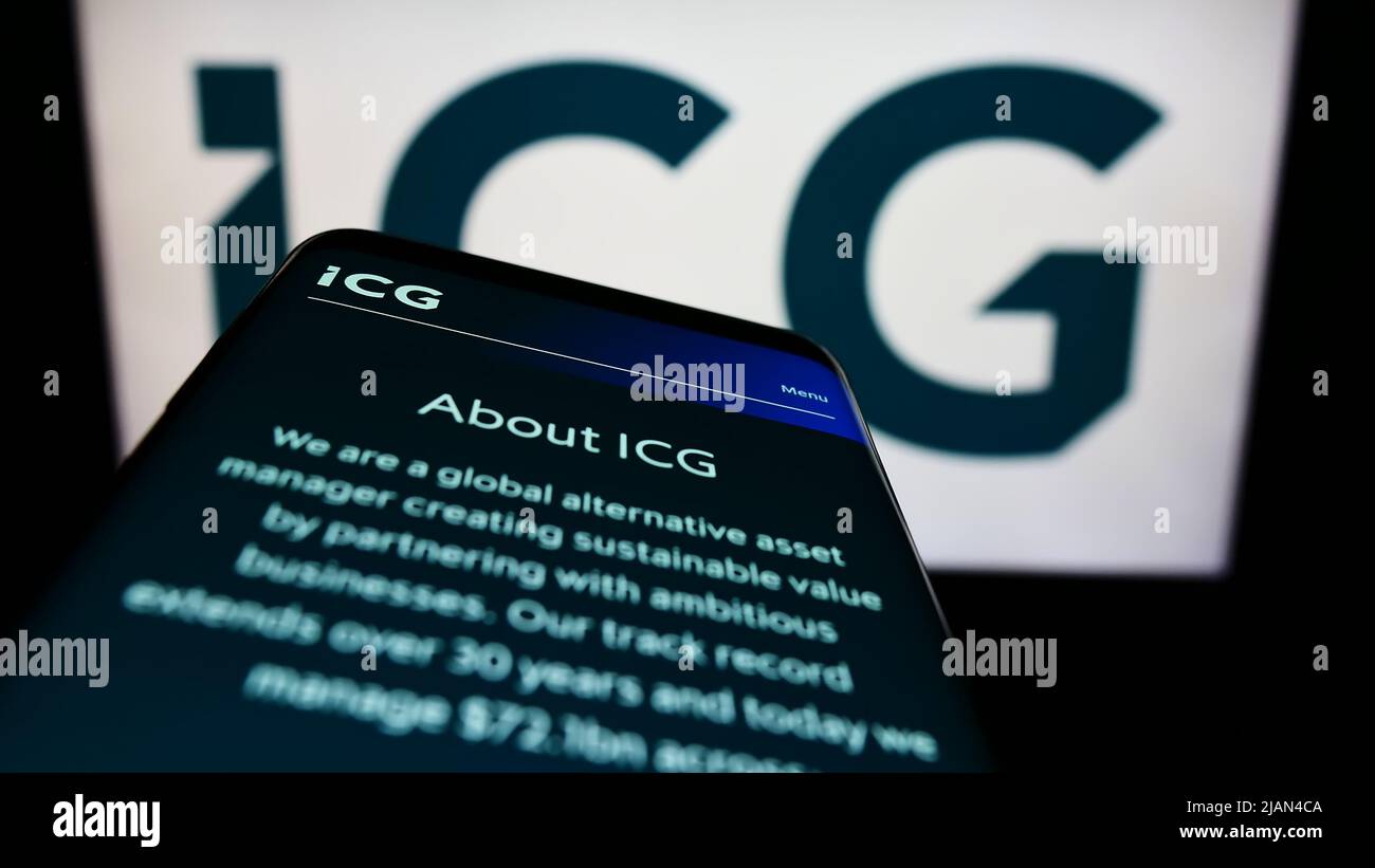 Mobile phone with website of company Intermediate Capital Group plc ...