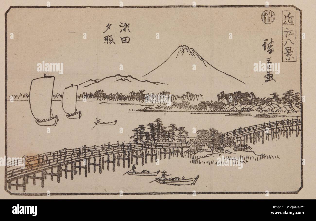 Sunset in Seta, board 7 from the series: Eight views of Omi /Omi Hakkei ...