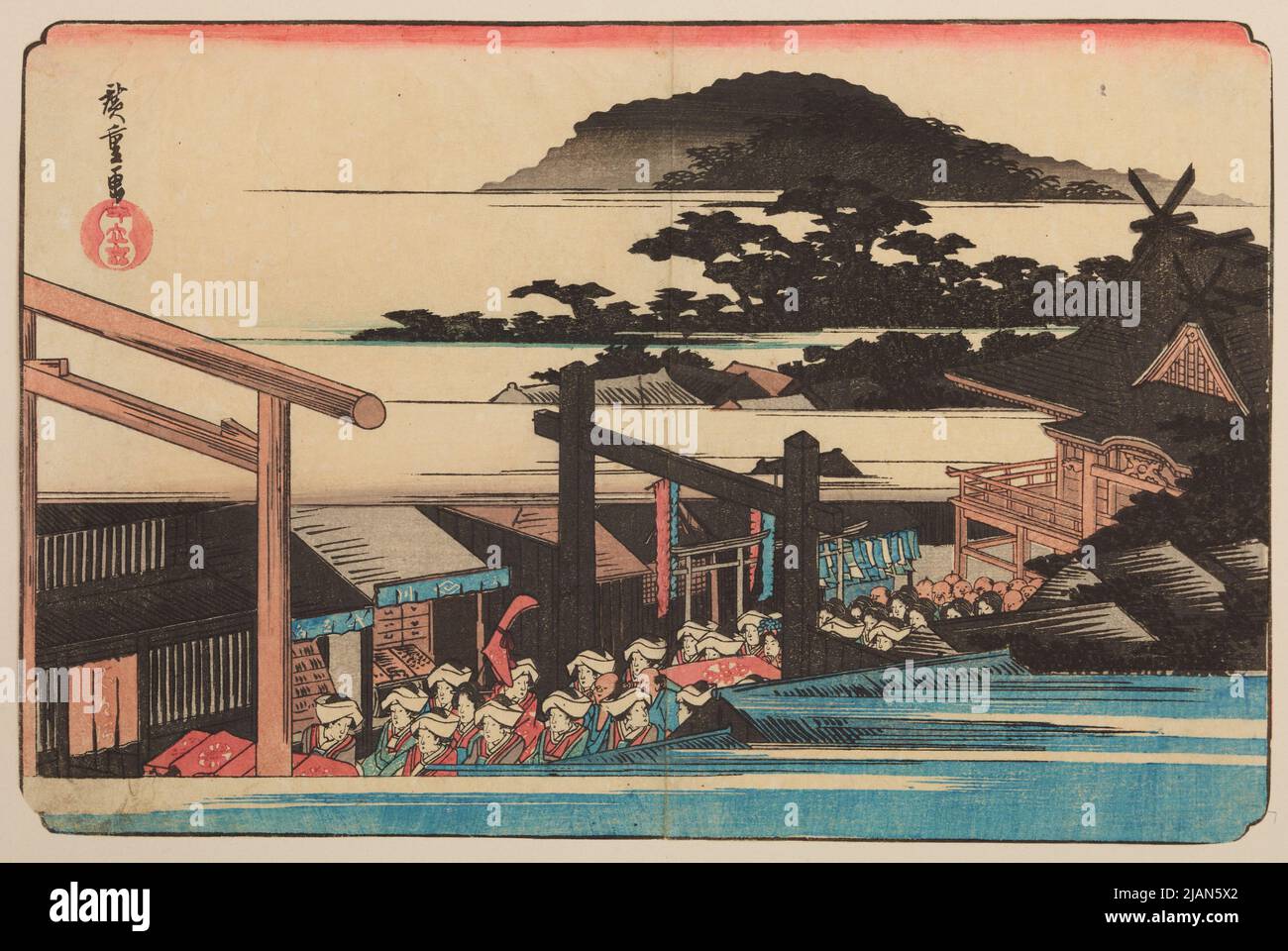 Procession of women passing under two torii gates, from the series ...