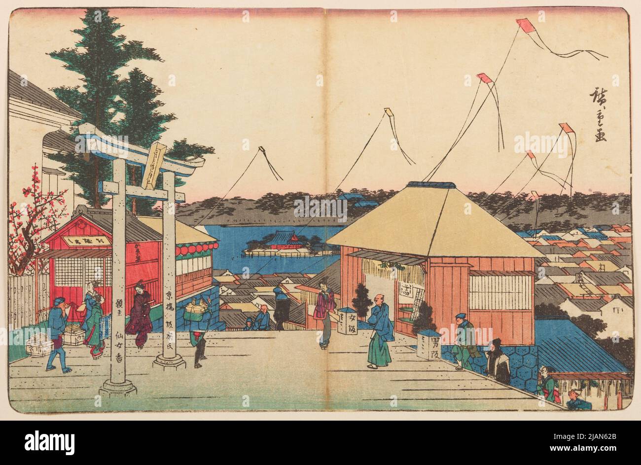 Torii gate at the temple on the hill, from the series: Famous views of ...