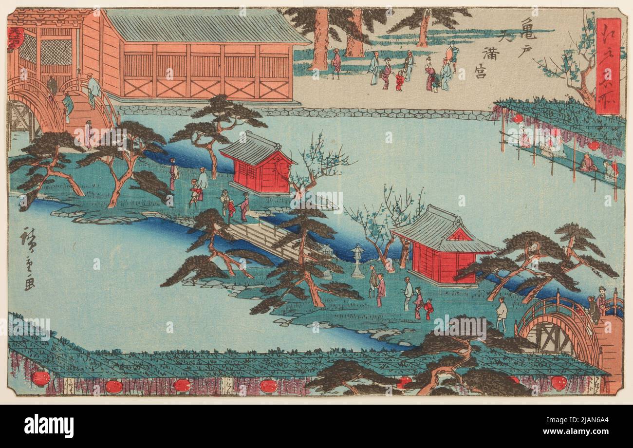 The Temmangu Temple in Kameido, from the series: Famous views of Edo ...