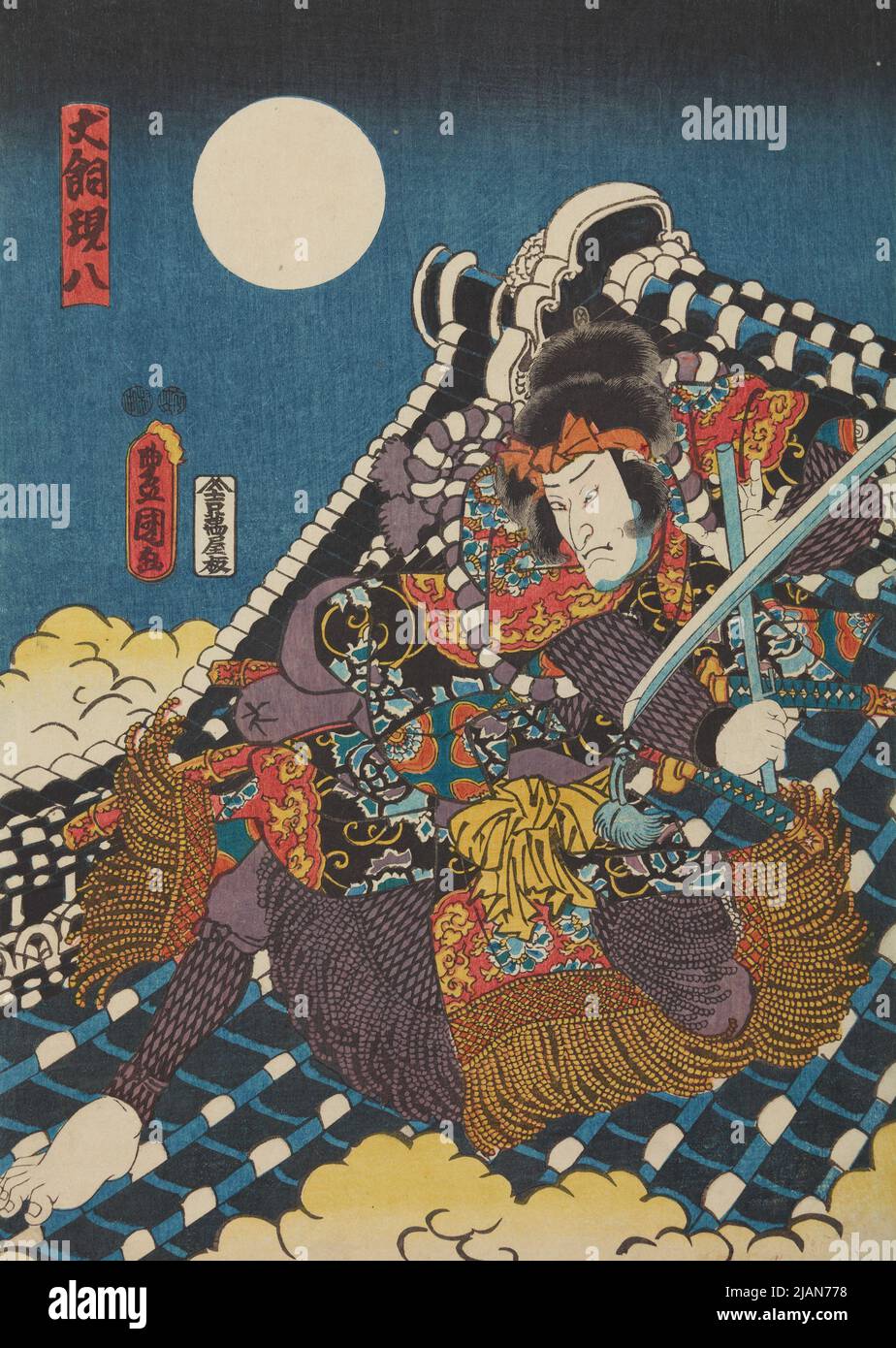 Man on a roof, at night /inuki genpachi Kunisada, UTAGAWA (1786 1864 ...