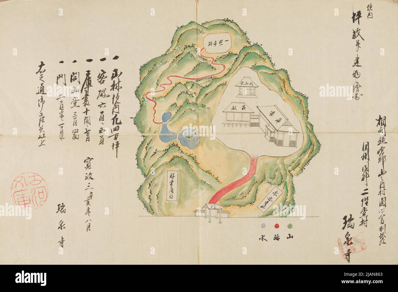 Plan of the Zuisen Temple in the Sagami province (Kamakura area ...