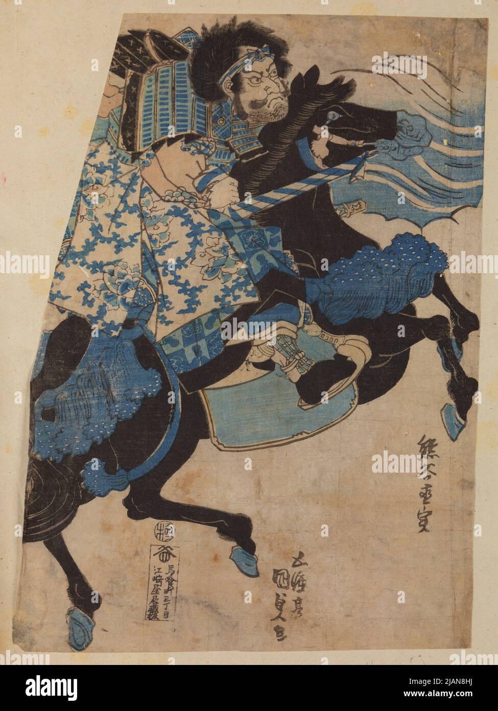 Knight on a black horse Kunisada, UTAGAWA (1786 1864 Stock Photo - Alamy