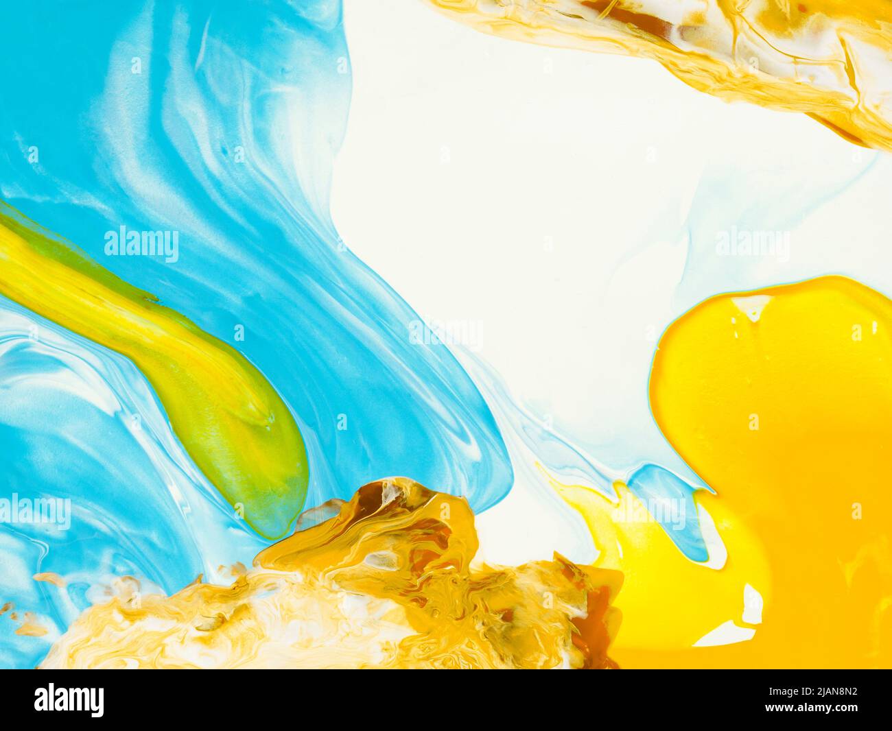 Blue and yellow creative abstract hand painted background with copy ...