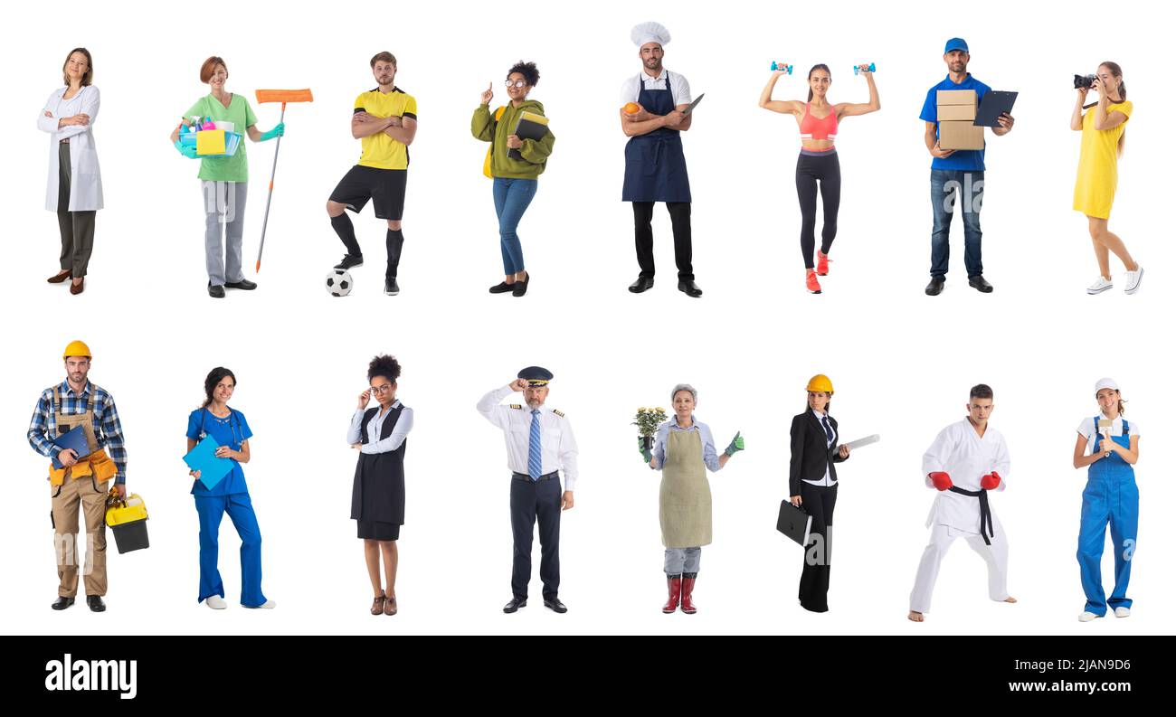 Full length portrait of group of people representing diverse ...