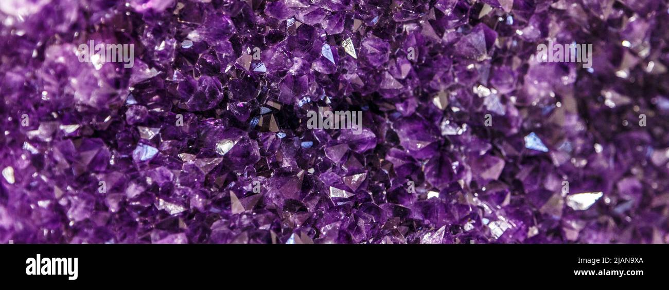 Amethyst purple crystal. Mineral crystals in the natural environment ...