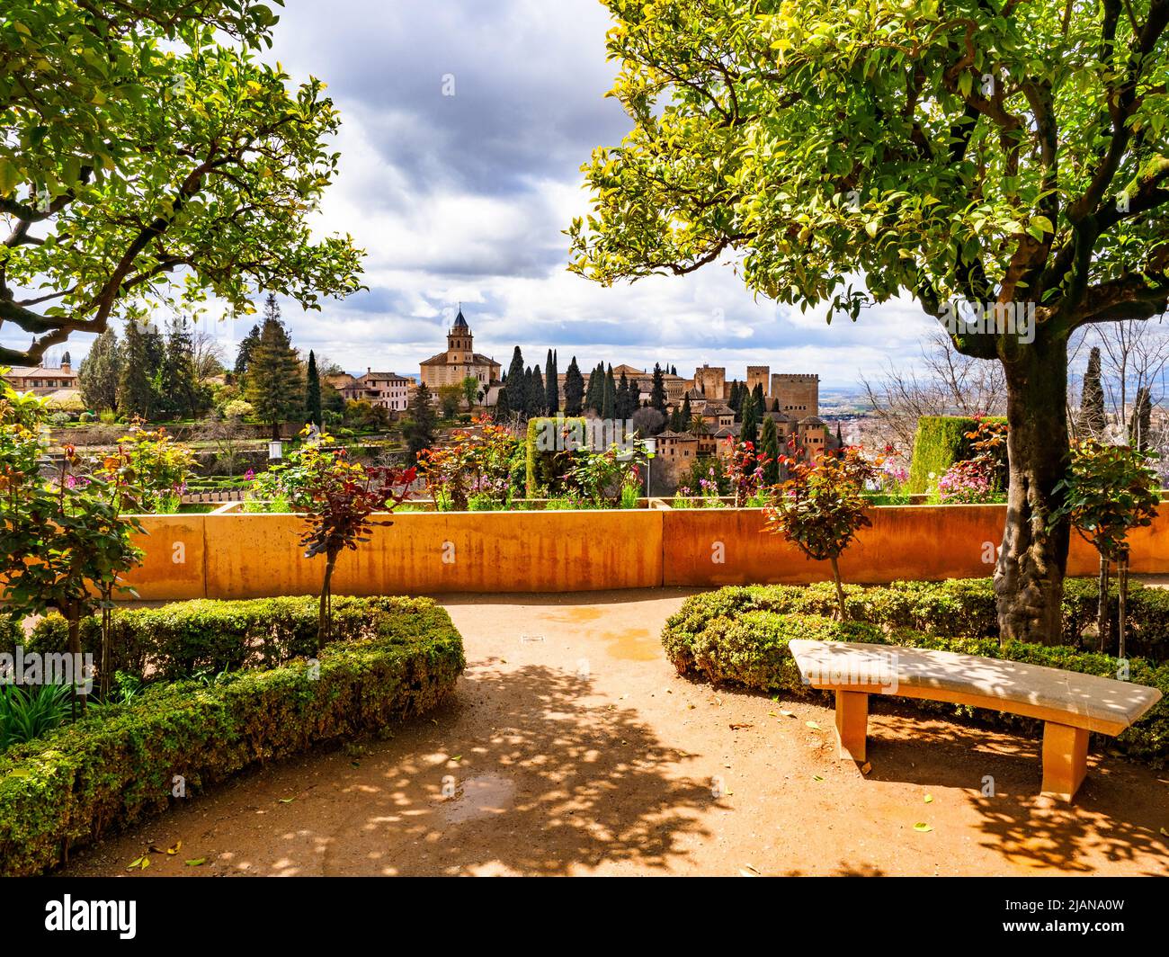 View of the Alhambra complex fron the Generalife gardens - Granada ...