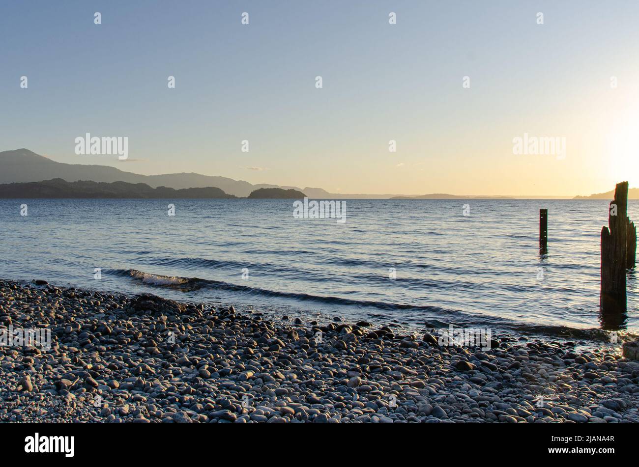 Sunset scene at Ranco Lake, Los Rios, Chile Stock Photo - Alamy