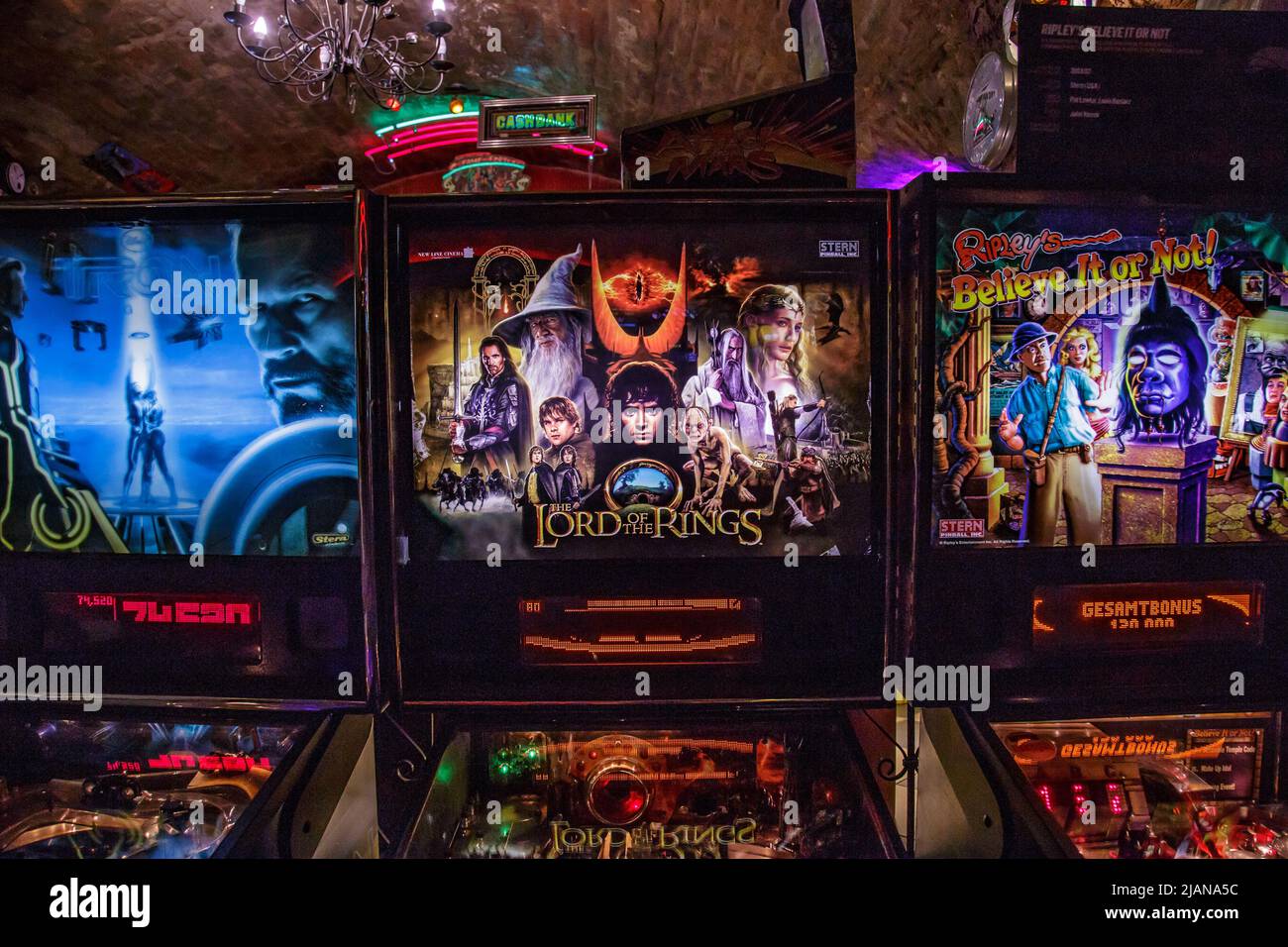 Budapest, Hungary - March 25, 2018: Pinball museum. Pinball table close ...