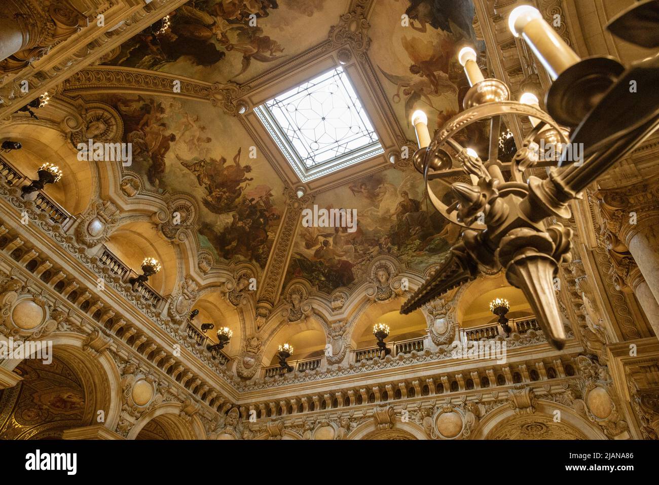 Paris, France, March 31 2017: Interior view of the Opera National de ...