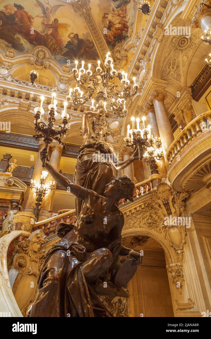 Paris, France, March 31 2017: Interior view of the Opera National de ...