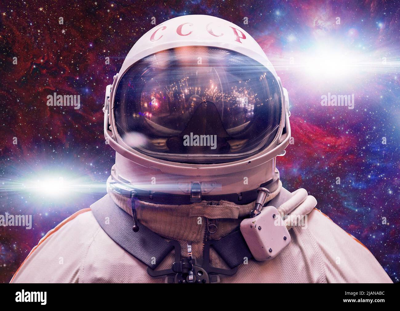 Soviet cosmonaut in outer space. Photomontage image Stock Photo - Alamy