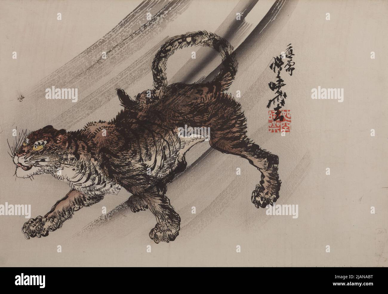 Tiger walking in the rain Kyosai, kawanabe (1831 1889), GYOSAI, SHOSHO ... Tiger walking in the rain Kyosai, kawanabe (1831 1889), GYOSAI, SHOSHO ...
