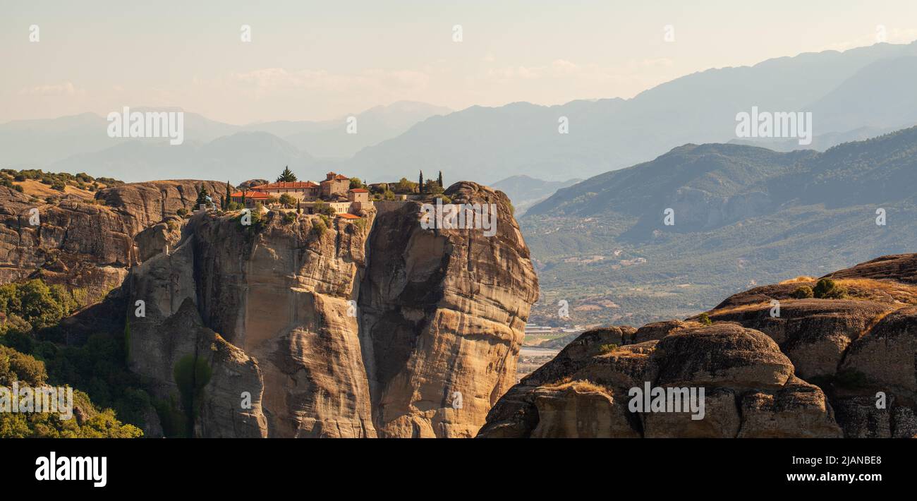 Meteora monasteries and rocks in Greece Kalambaka. Sightseeing and ...