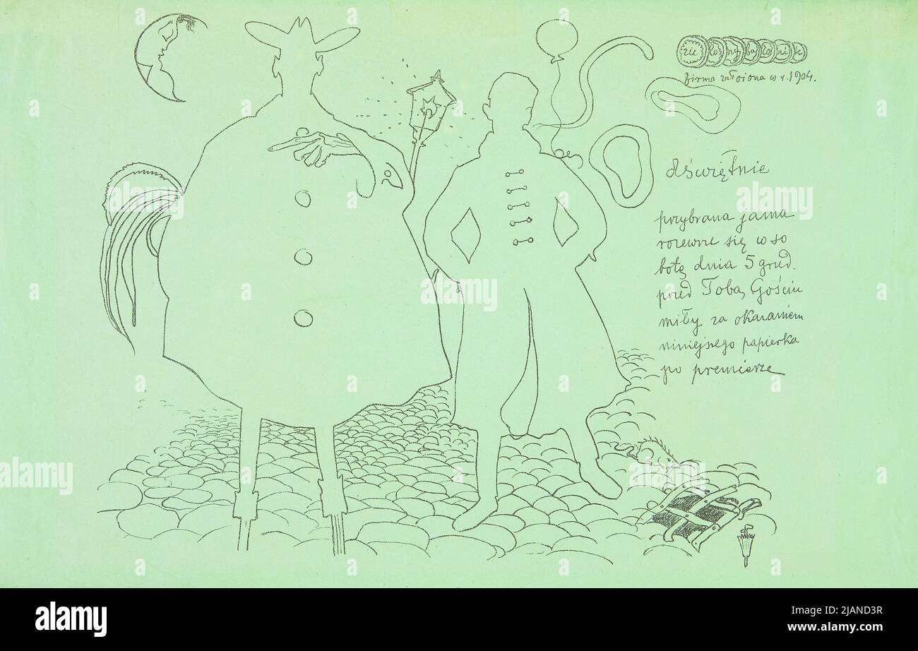 Invitation of the Green Balloon with caricatures of Witold Noskowski ...
