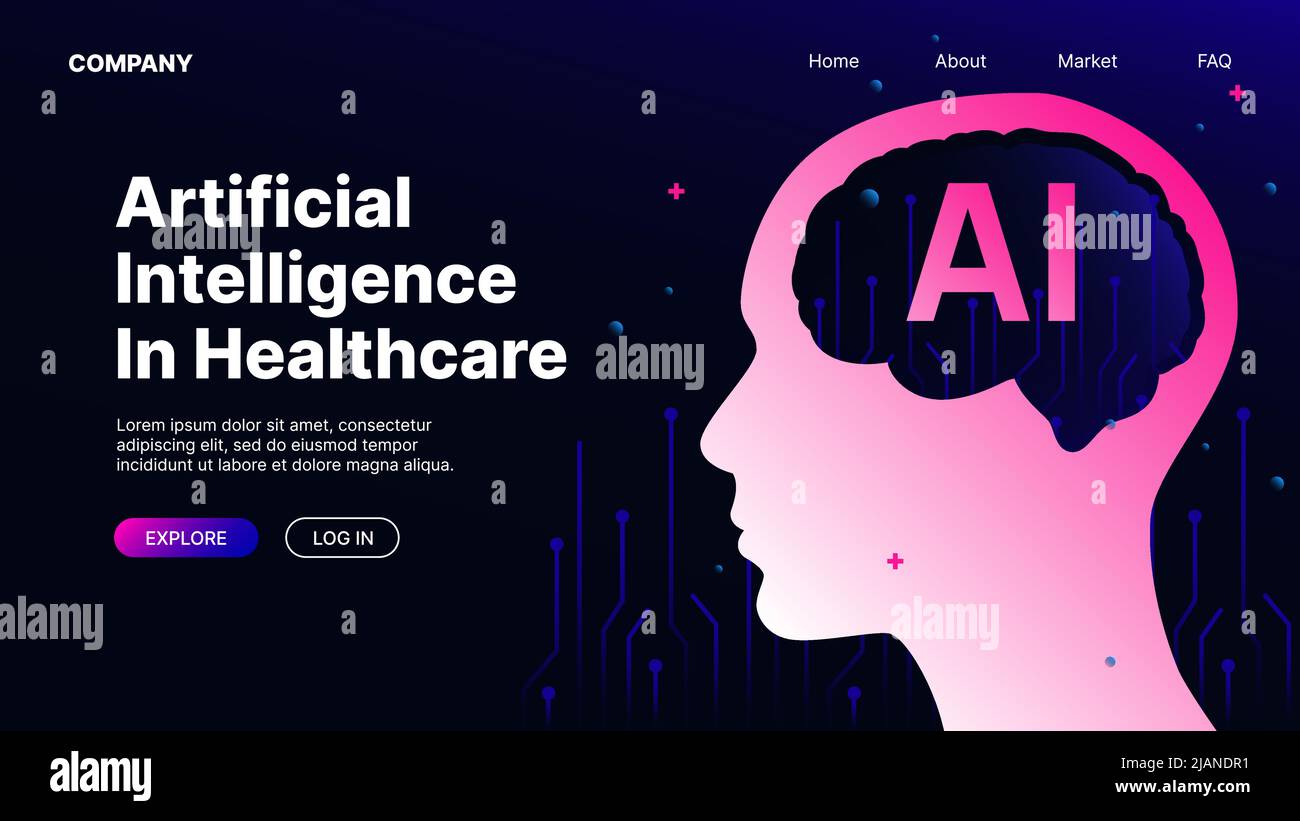 Artificial Intelligence in Healthcare. Dark Landing Page Template ...