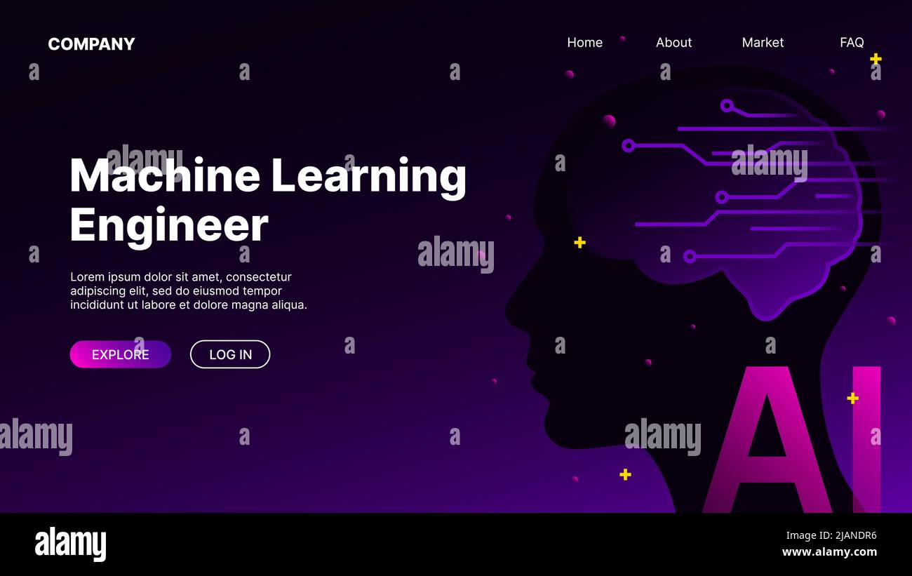 Machine Learning Engineer. AI Web Landing Page Template. Vector ...