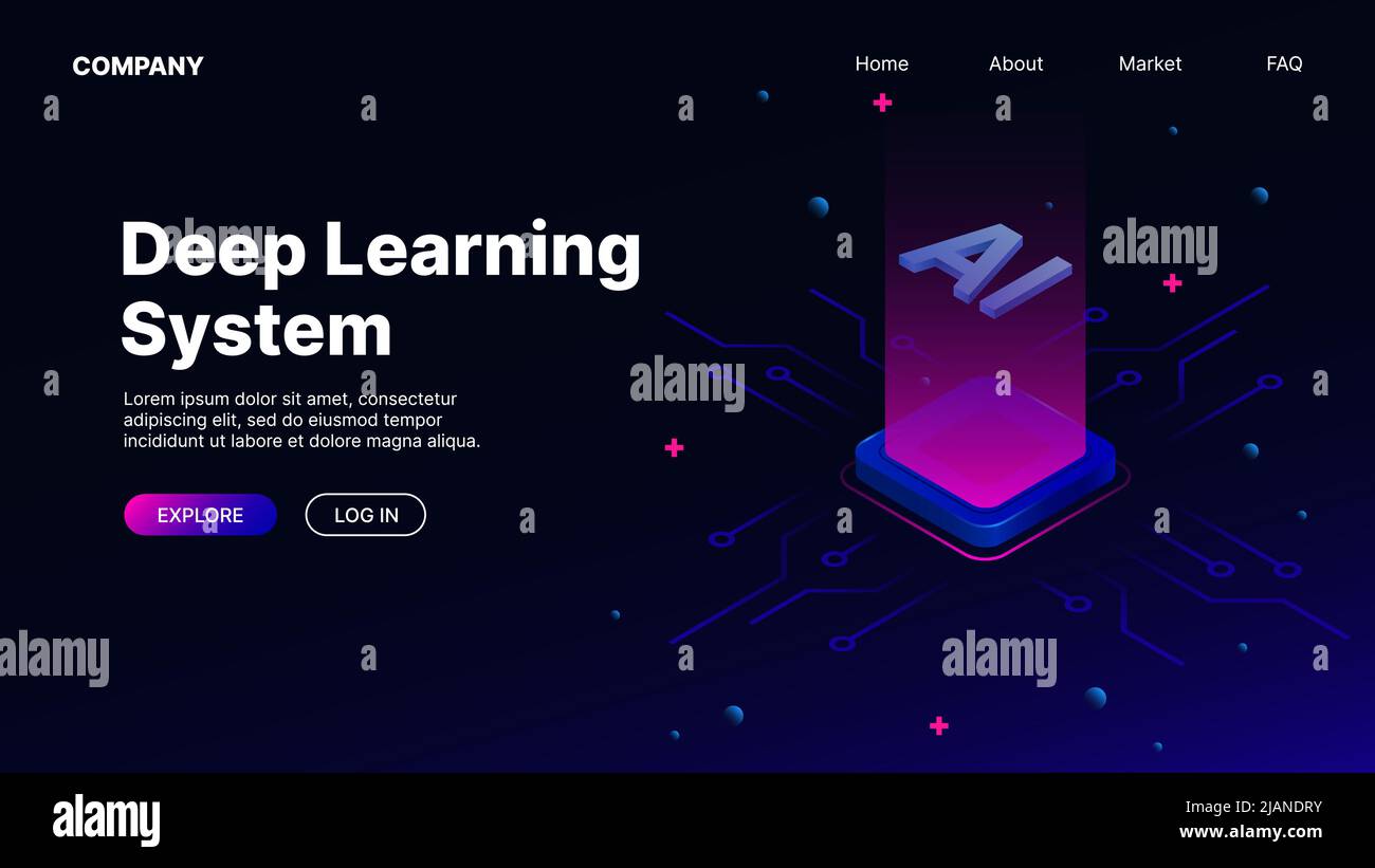 Deep Learning System Banner. Landing page for Website, Gradient Theme ...