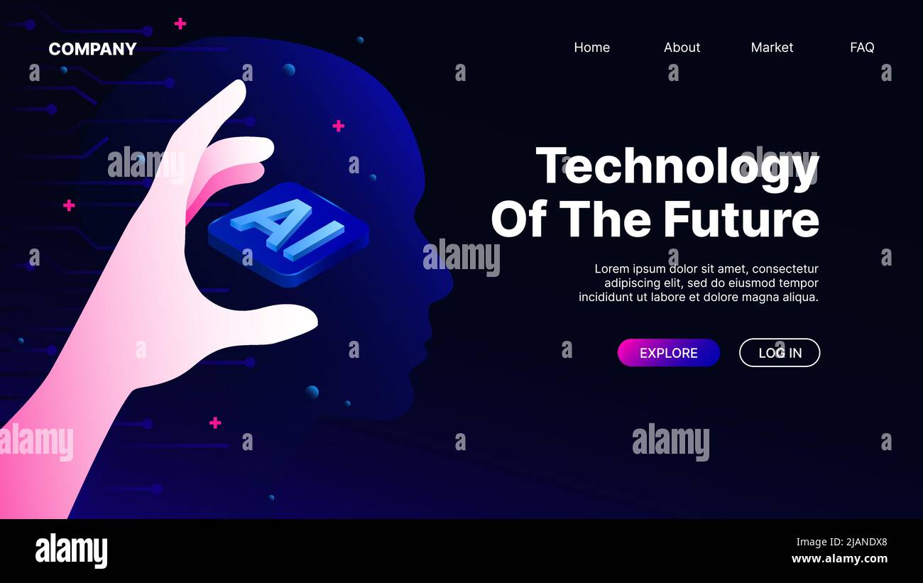 Technology of the Future. AI Landing Page for Website. Vector ...