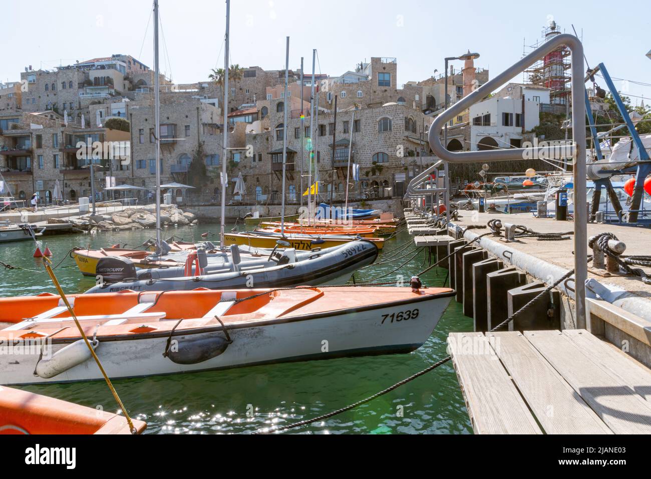 JAFFA ISRAEL MAY 2022: Fishing boats over the Mediterranean sea at the ...