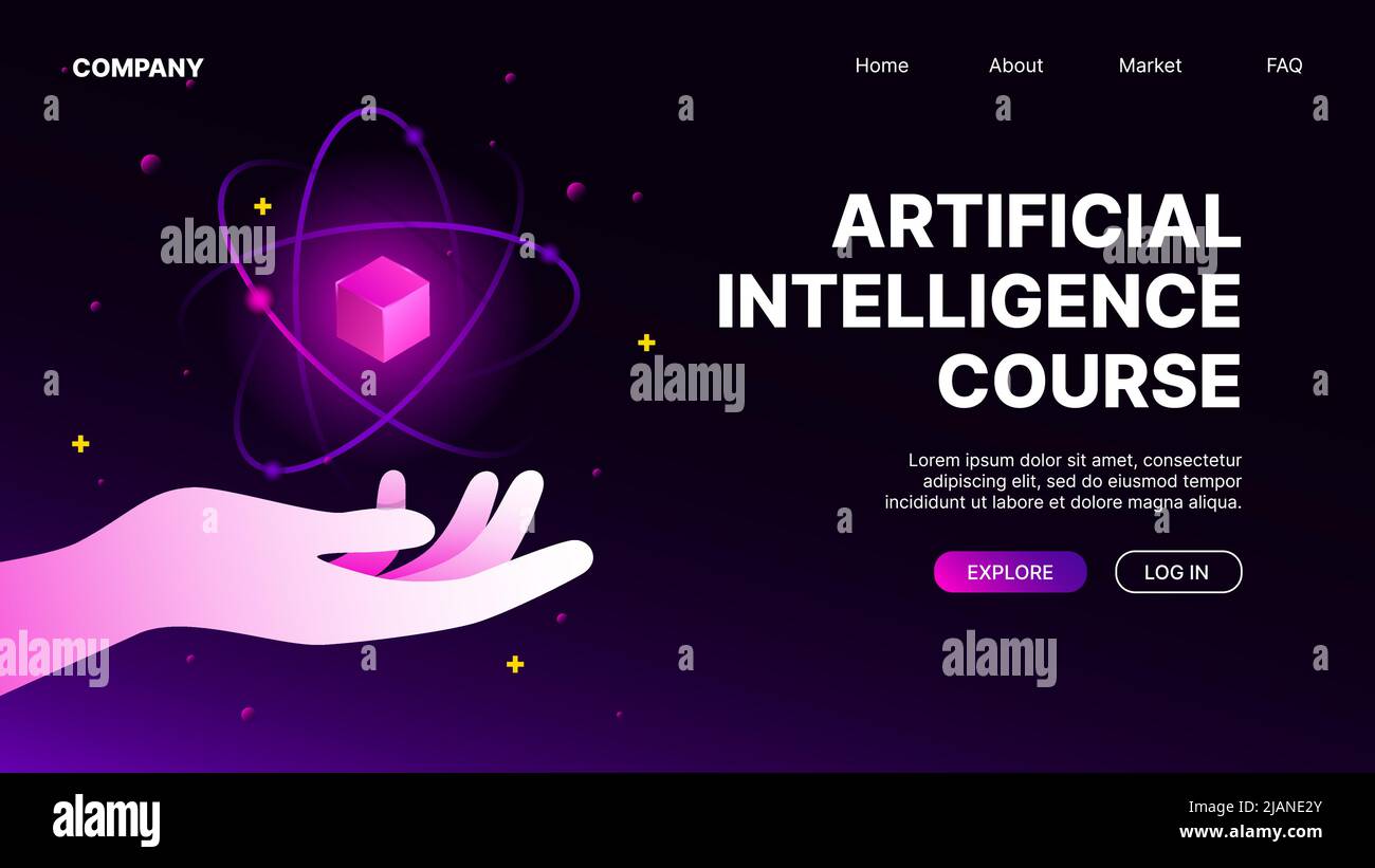 Artificial Intelligence Course. Landing WebPage. Vector illustration ...