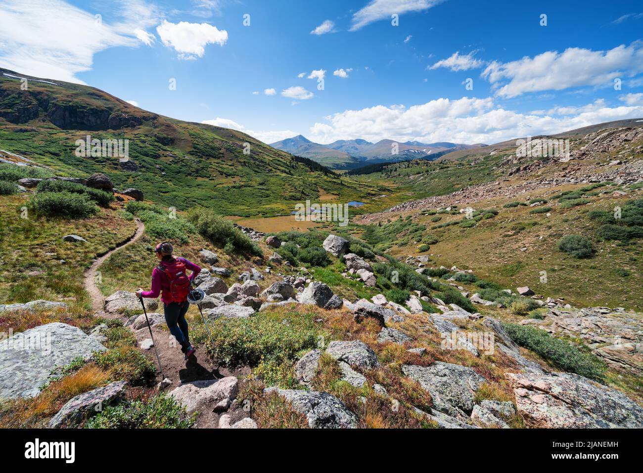 Hiking down from the summit of Mount Evans, Rocky Mountains, Colorado ...