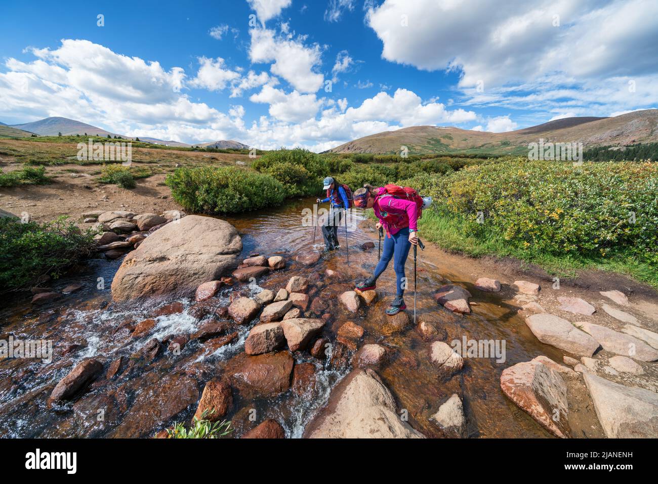 Hiking down from the summit of Mount Evans, Rocky Mountains, Colorado ...