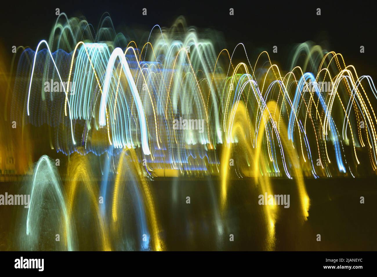 Reflected moving lights Stock Photo - Alamy