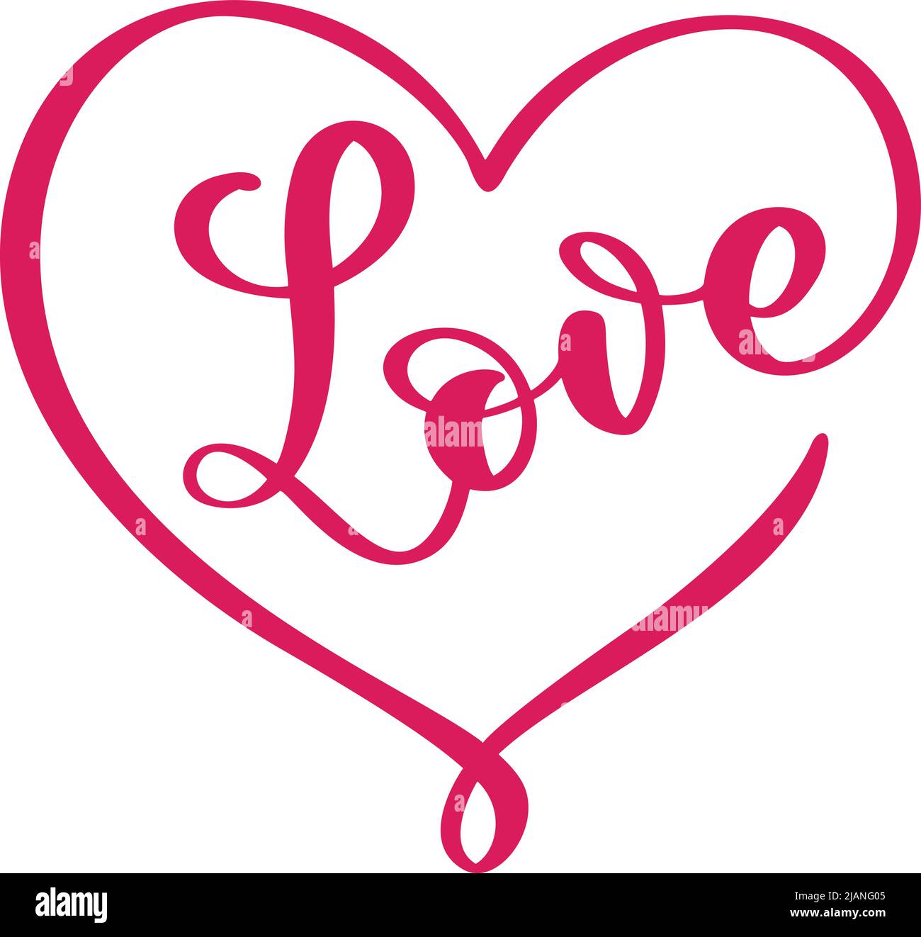 Handwritten laser cut calligraphy text Love in heart. Happy Valentines ...